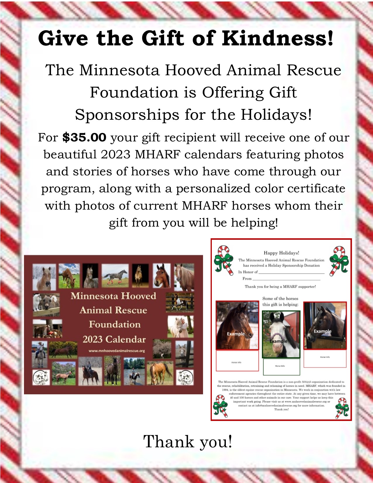 sponsorship poster 2022 holiday - Minnesota Hooved Animal Rescue Foundation